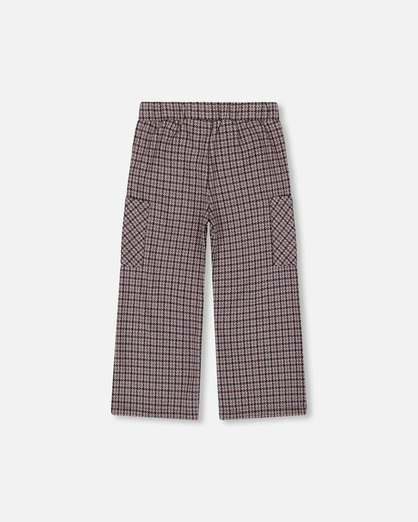 Jacquard Knit Flare Pants With Houndstooth Pattern - Deux par Deux USA