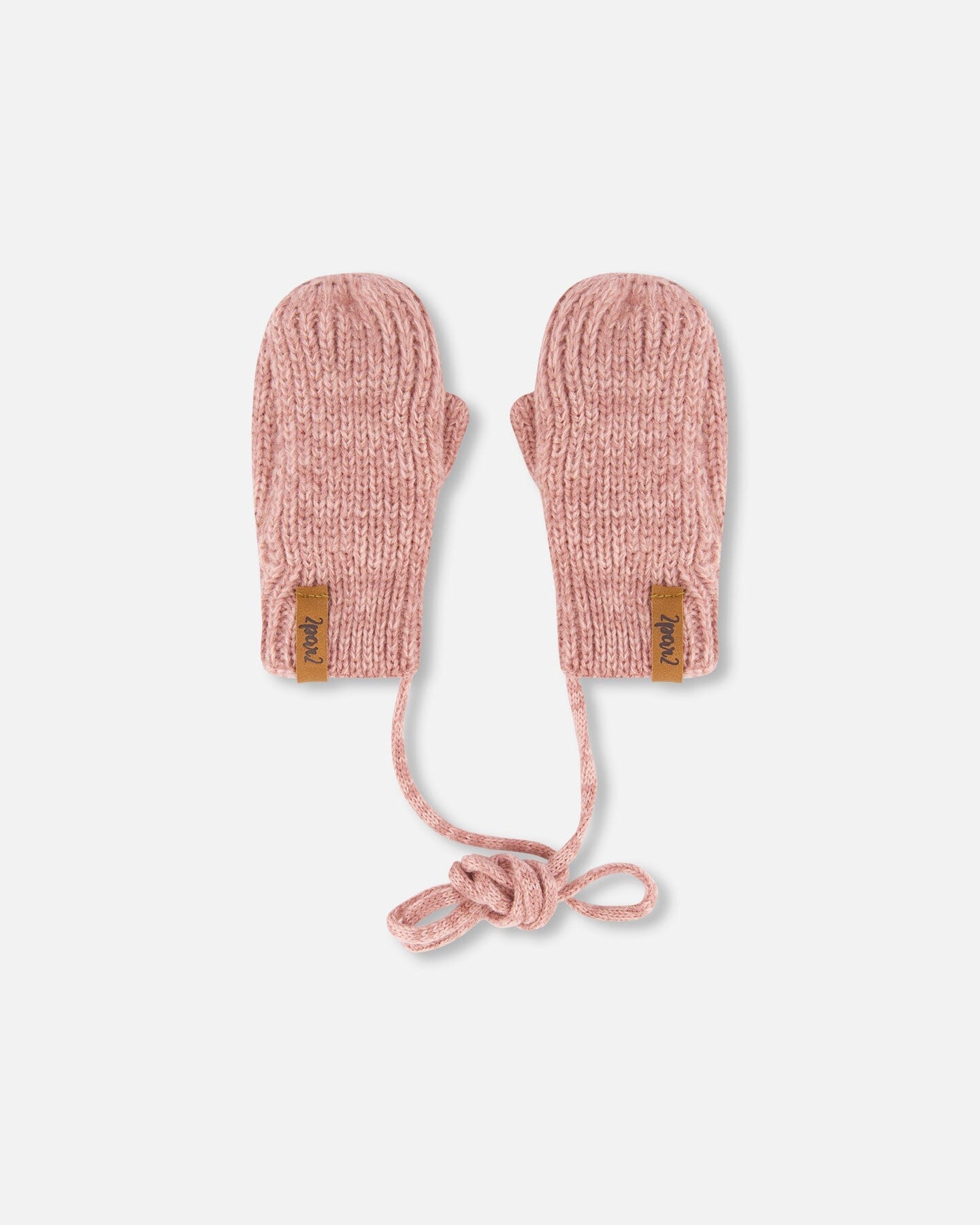 Baby Knit Mittens With String Dusty Pink - Deux par Deux